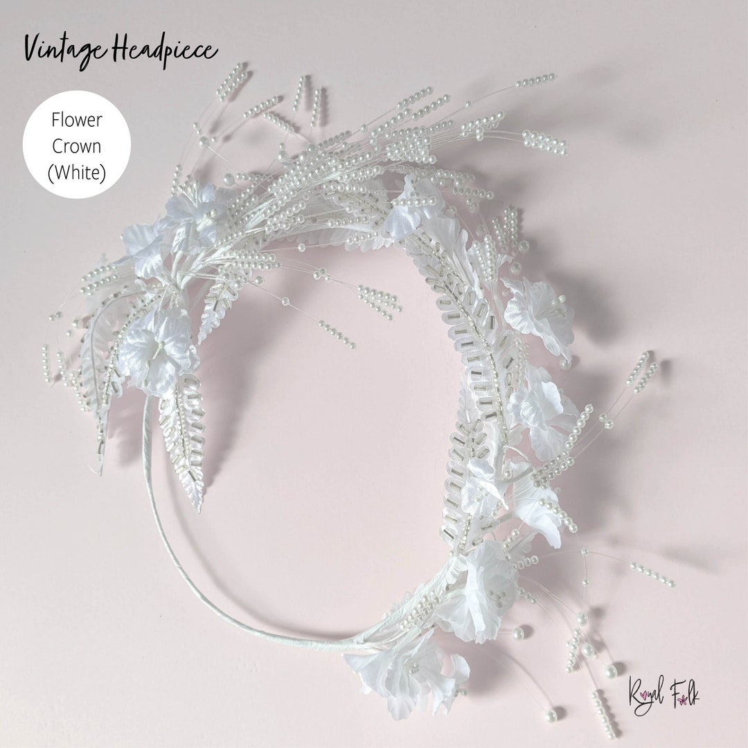 VINTAGE Flower Crown Headpiece white BRAND NEW Vintage Wedding Bridal ...