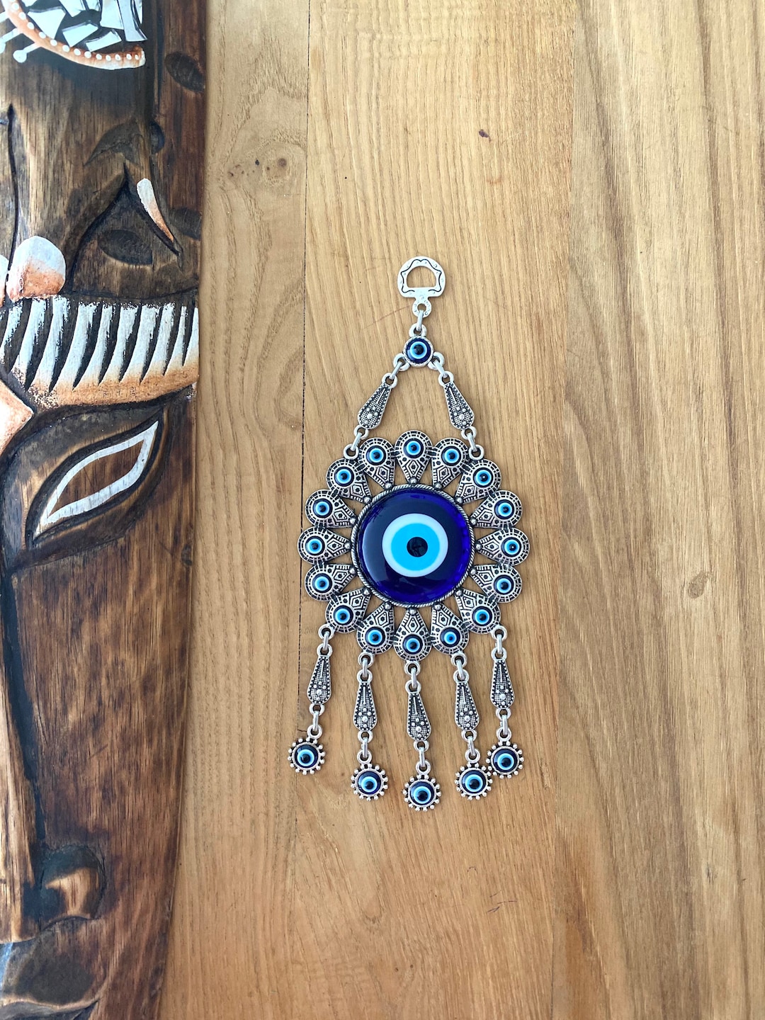 Evil Eye Wall Decor, Evil Eye Home Decor, Metal Wall Art, Blue Glass ...