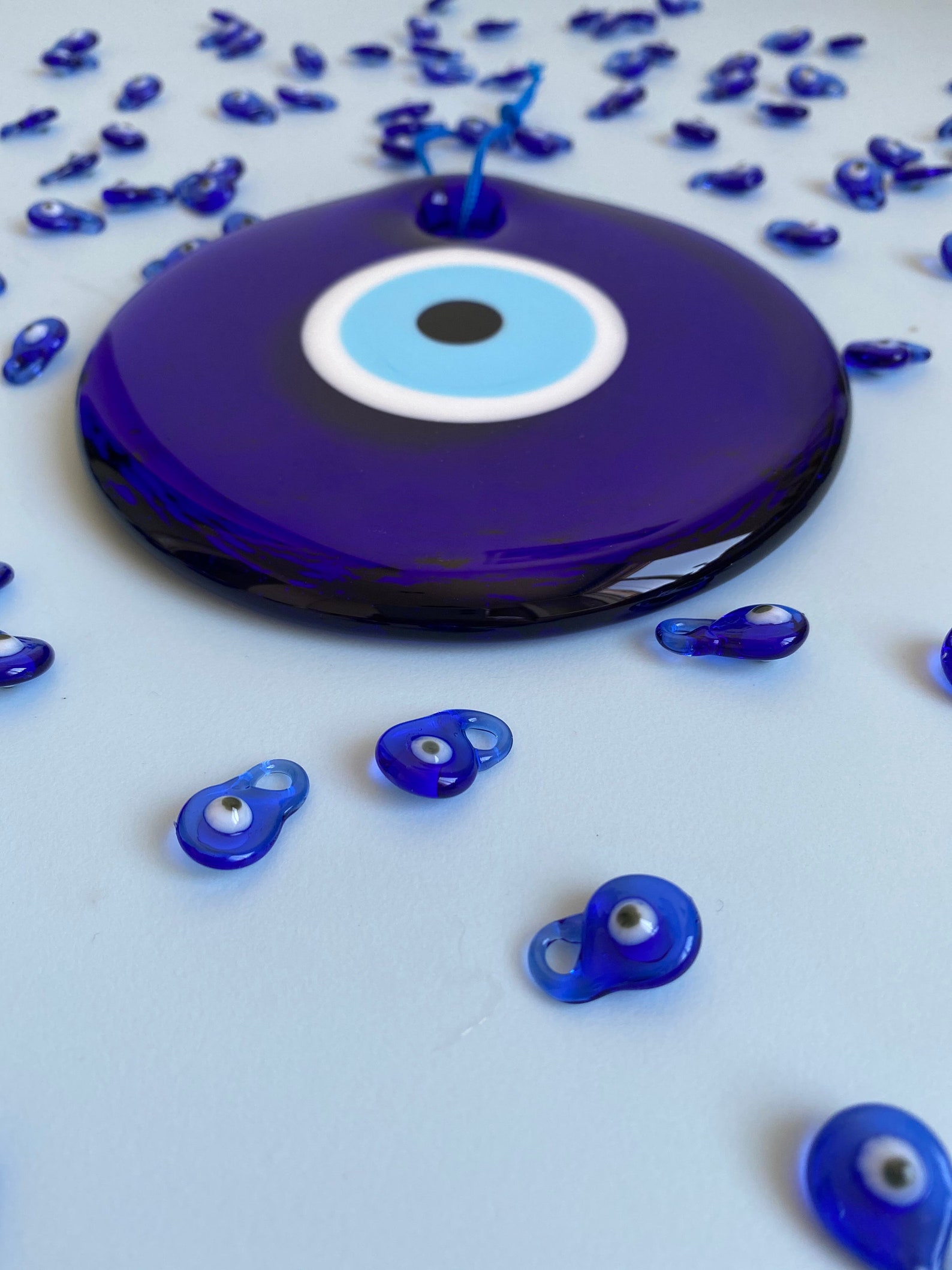 Evil Eye Home Decor Blue Glass Evil Eye Charm Large Evil Eye - Etsy