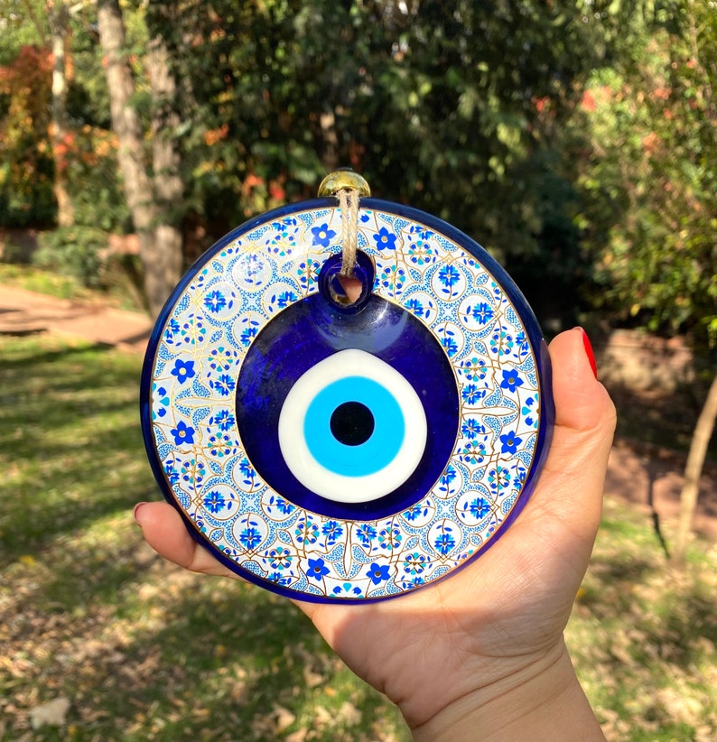 Large Painted Evil Eye Wall Hanging Blue Glass Evil Eye Home | Etsy