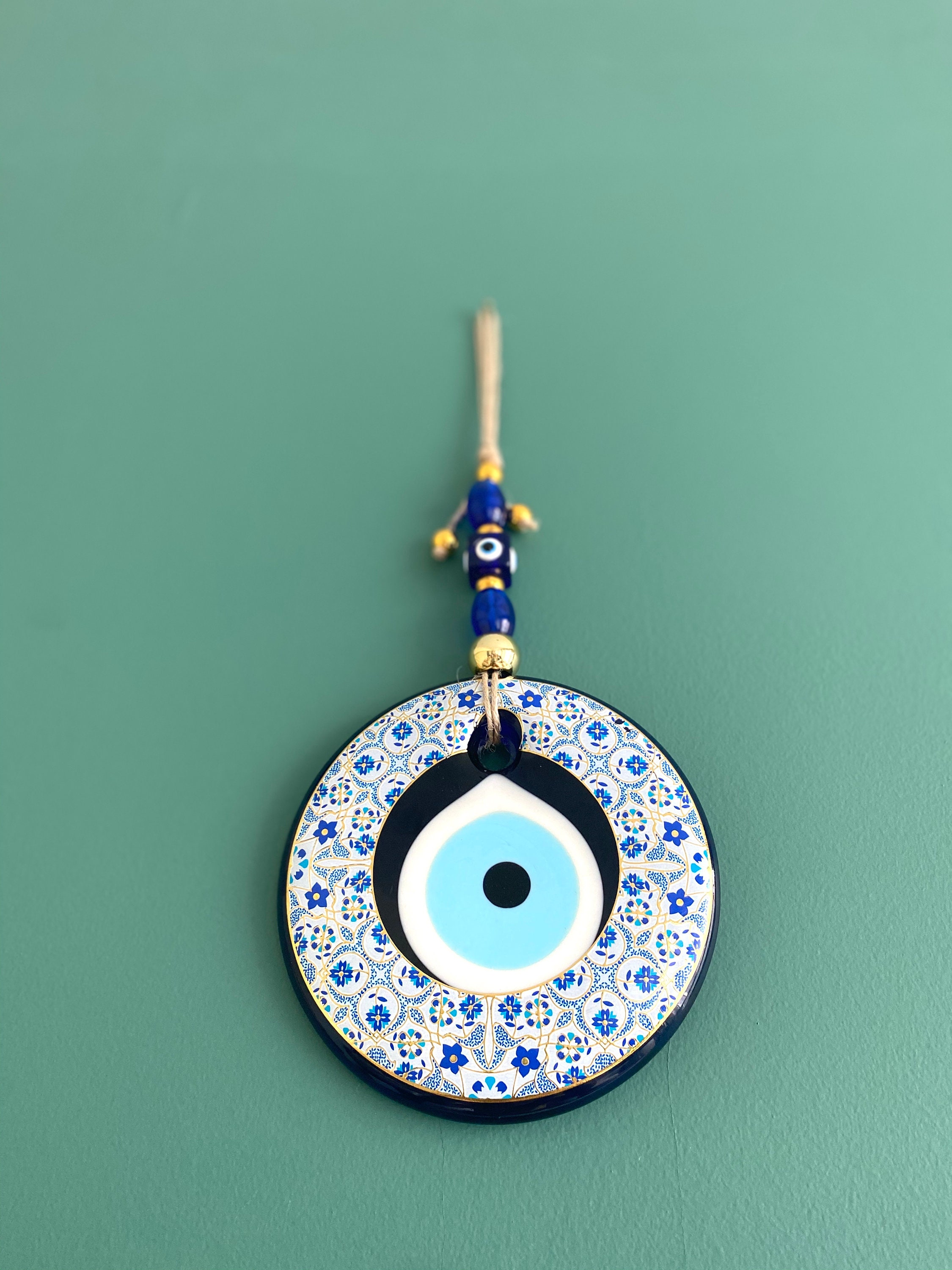 Large Painted Evil Eye Wall Hanging Blue Glass Evil Eye Home | Etsy