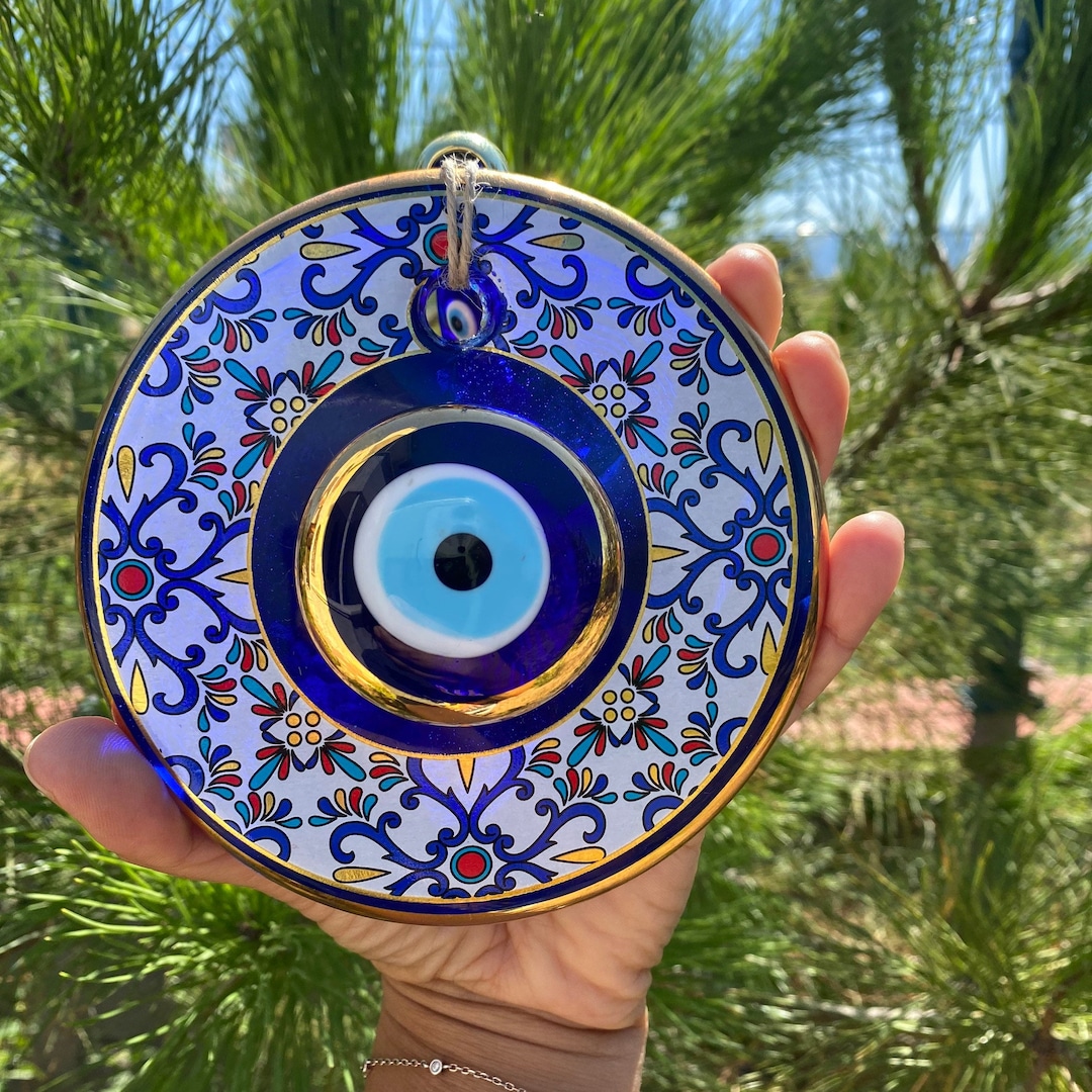Evil Eye Wall Hanging, Evil Eye Home Decor, Blue Glass Evil Eye Wall ...