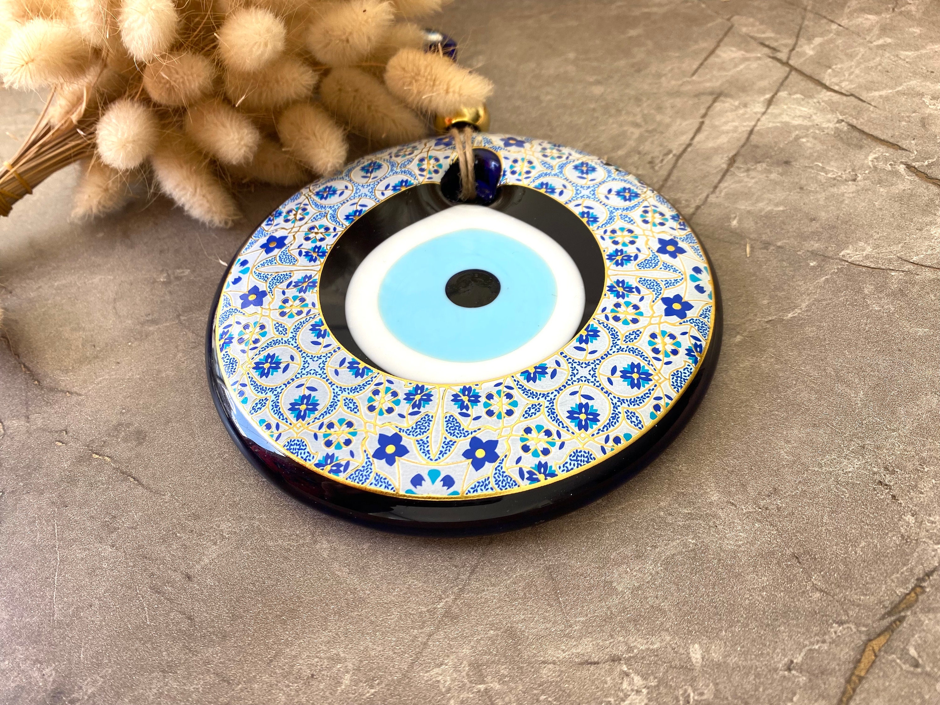 Large Painted Evil Eye Wall Hanging Blue Glass Evil Eye Home | Etsy
