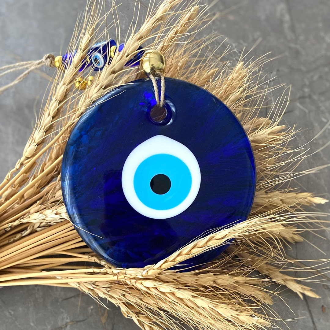 Evil Eye Wall Hanging, Macrame Home Decor, Blue Glass Evil Eye Wall ...