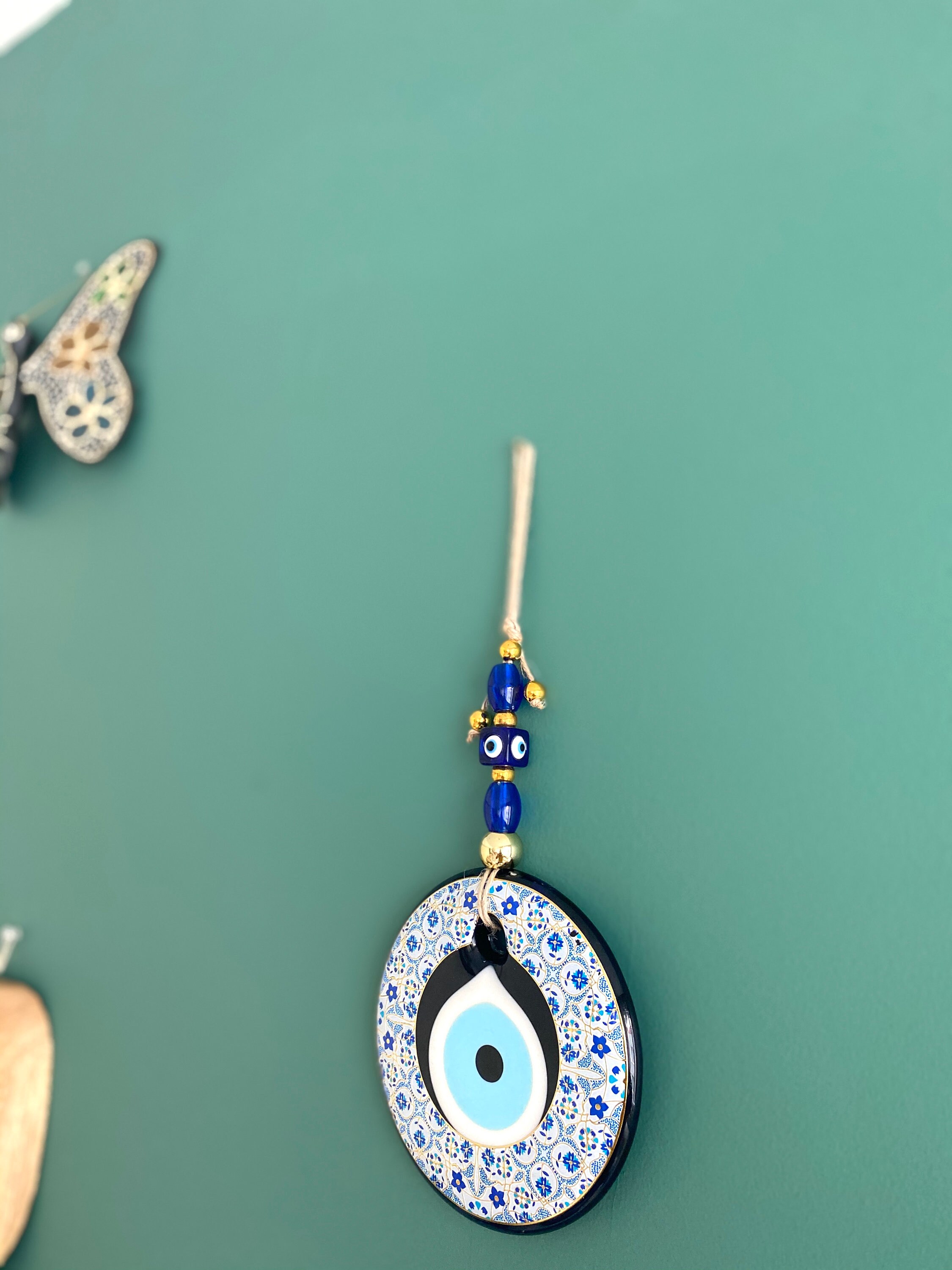 Large Painted Evil Eye Wall Hanging Blue Glass Evil Eye Home | Etsy