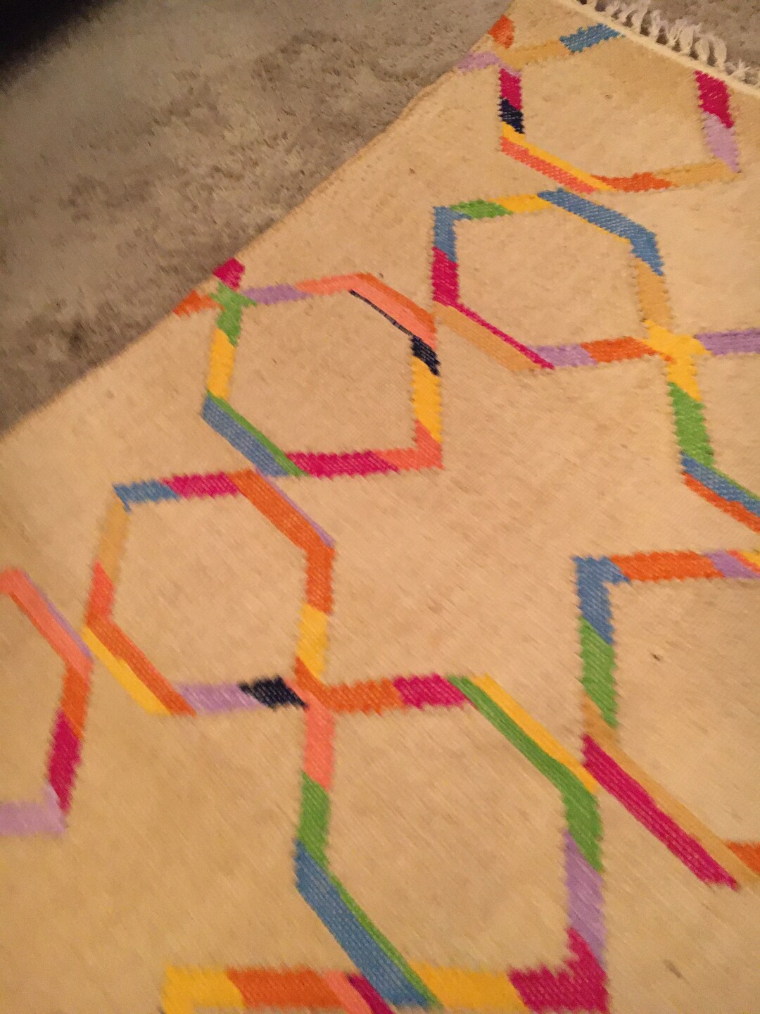 Jute Geometric Multi Coloured Crushed Hexagon Rug - Etsy UK