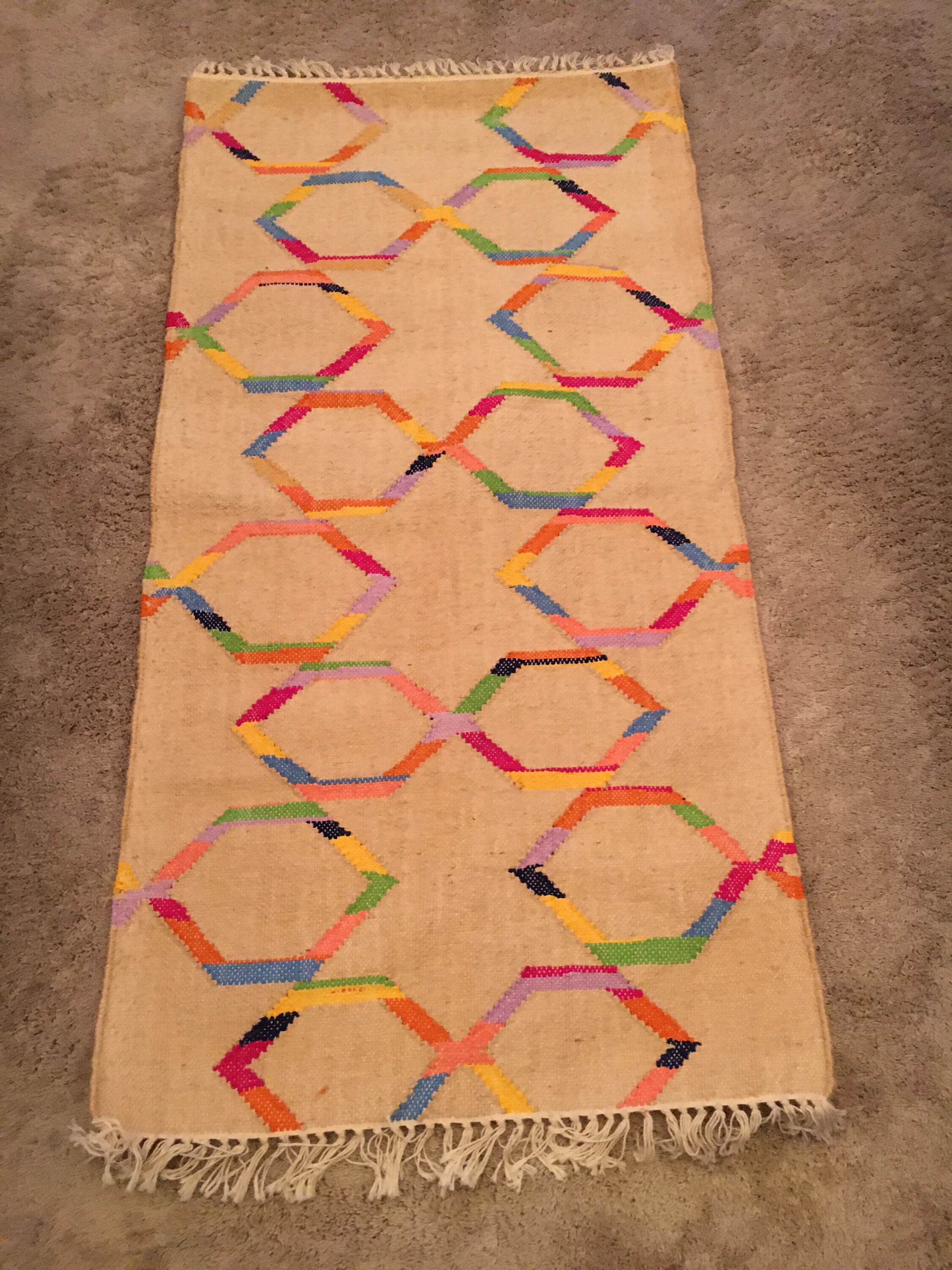 Jute Geometric Multi Coloured Crushed Hexagon Rug - Etsy UK