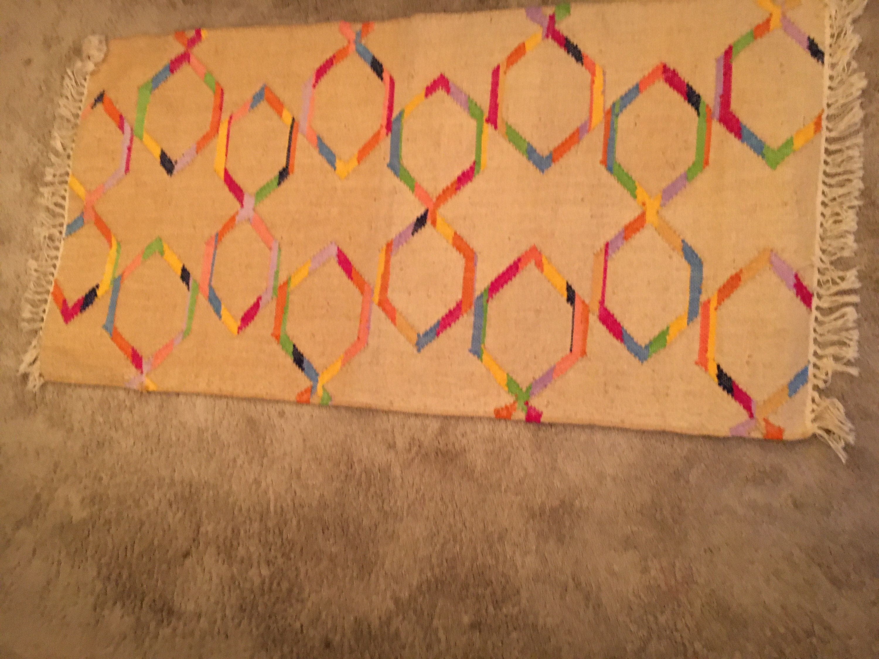 Jute Geometric Multi Coloured Crushed Hexagon Rug - Etsy UK