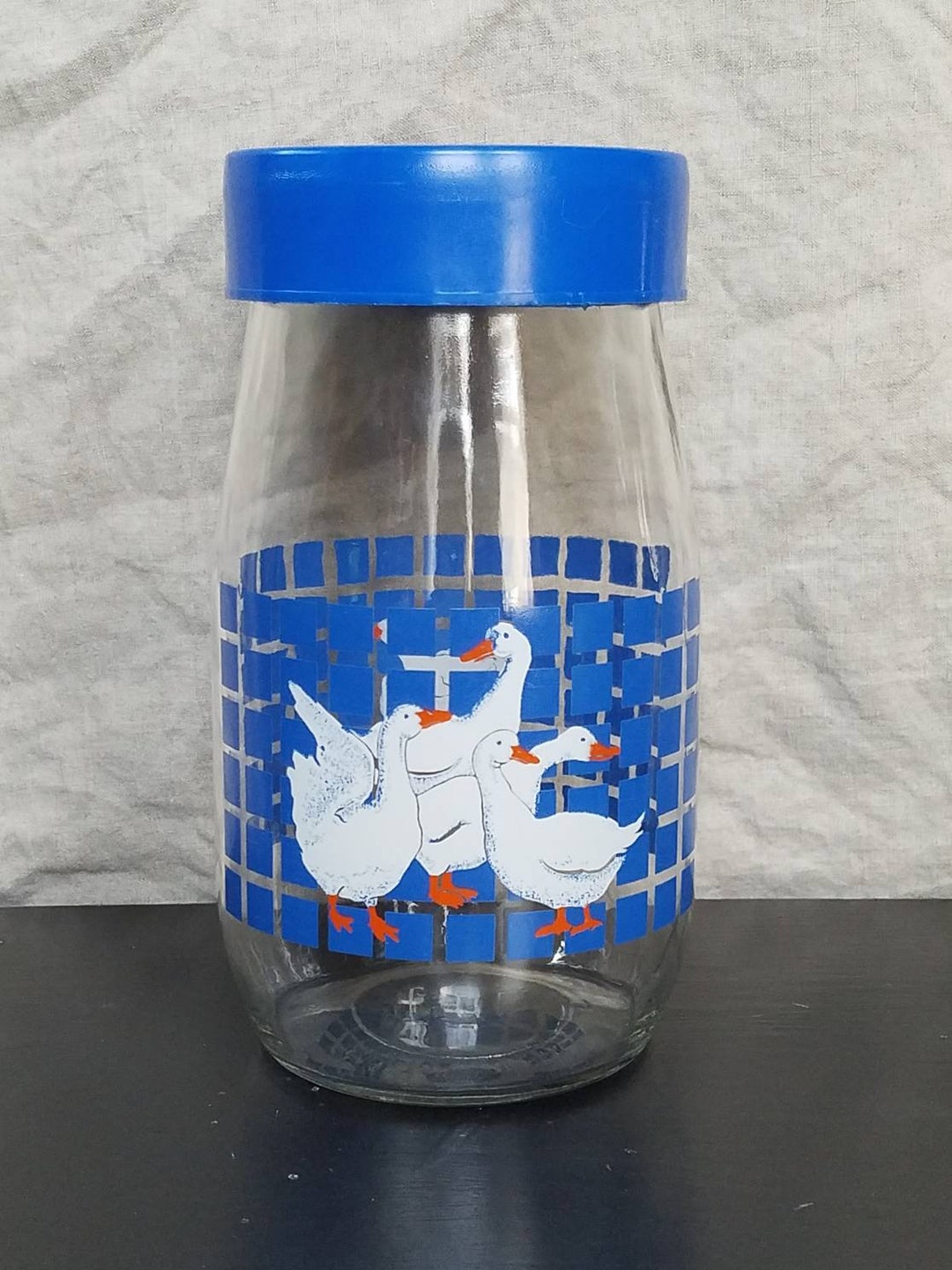 Glass Canister Goose Geese Design Vintage Carlton Glass 1.5L Liter ...