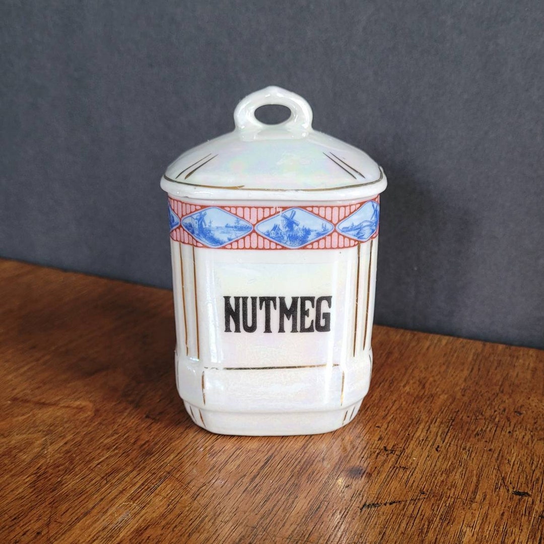 Nutmeg Spice Jar Made in Czechoslovakia Pottery Jar Delft Design Dutch ...