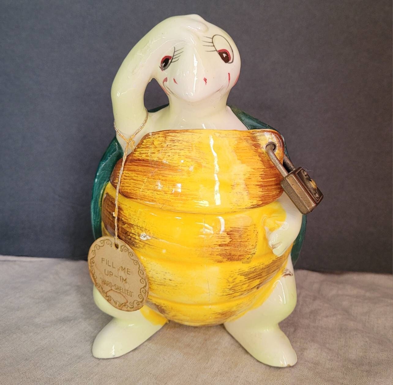 Bank Ceramic Enesco Swifty the Turtle Bank Damaged - Etsy