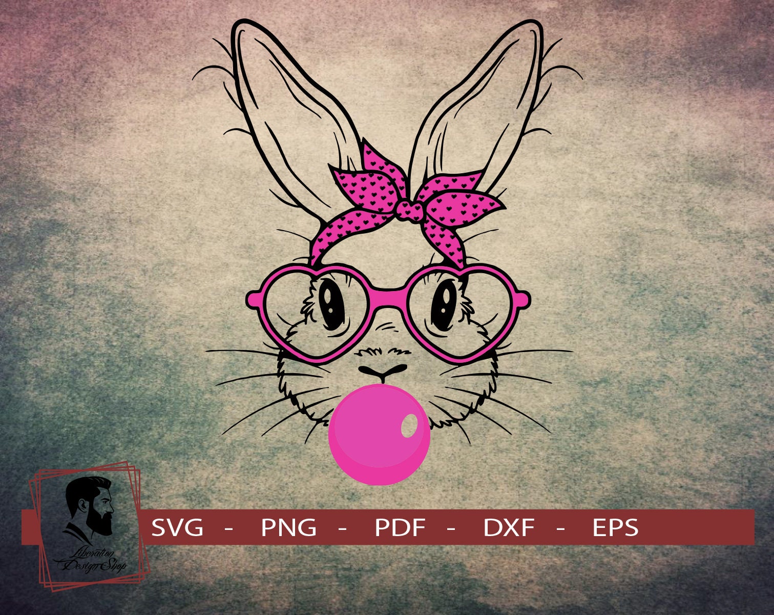Bunny With Heart Glasses Clipart