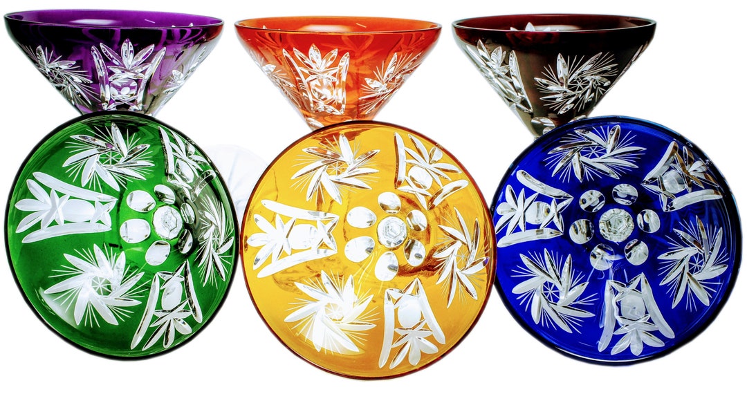 Marika Colorful Crystal Martini Glasses 150ml Olive Mill 6 Pcs Etsy