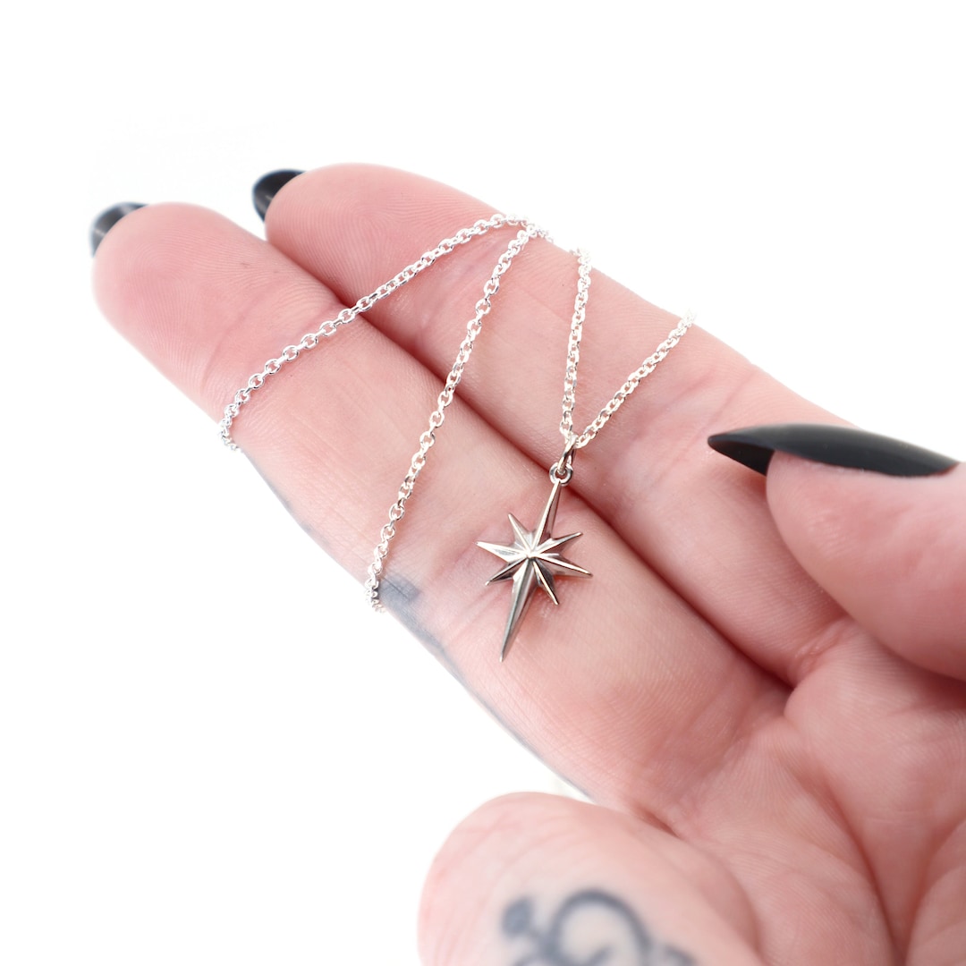 Star Necklace Silver 925, Cool Northstar Necklace With Charm, Dainty ...