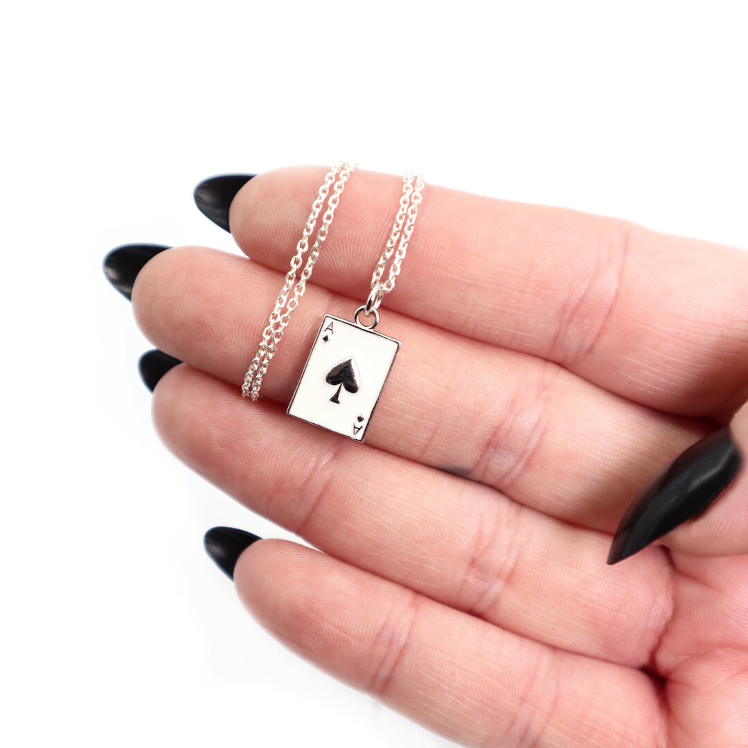 Unique Enamel Ace Heart Necklace Silver 925 Ace Pendant - Etsy