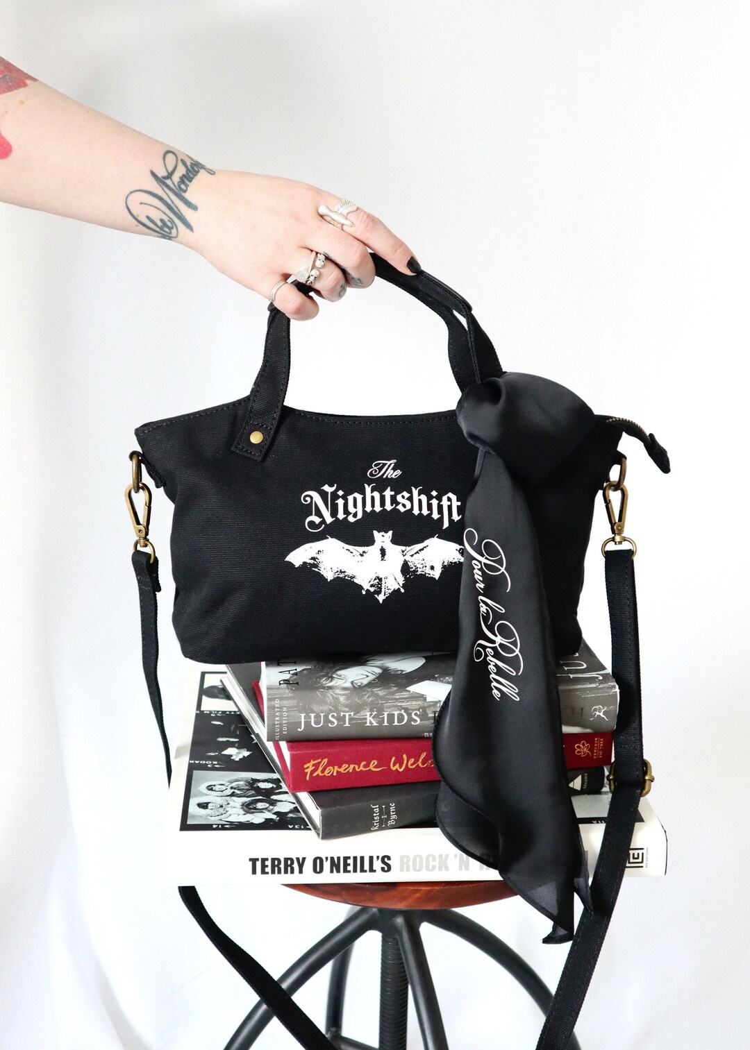 Gothic Purse Bat Purse Canvas Bag Black Vegan Handbag Goth Purse Small ...