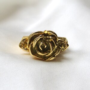 18K Gold Plated Rose Signet Ring - Etsy