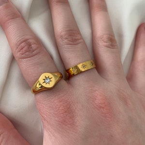 18K Gold Plated Star Band Ring - Etsy