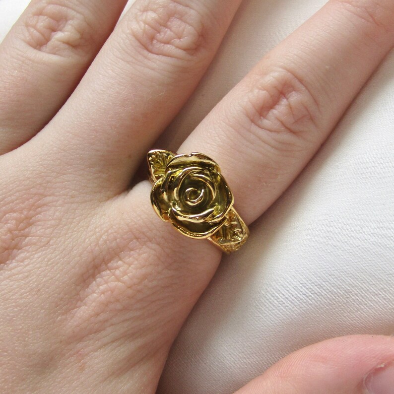 18K Gold Plated Rose Signet Ring - Etsy