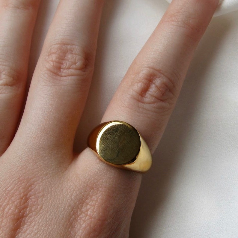 18K Gold Plated Signet Ring - Etsy Australia