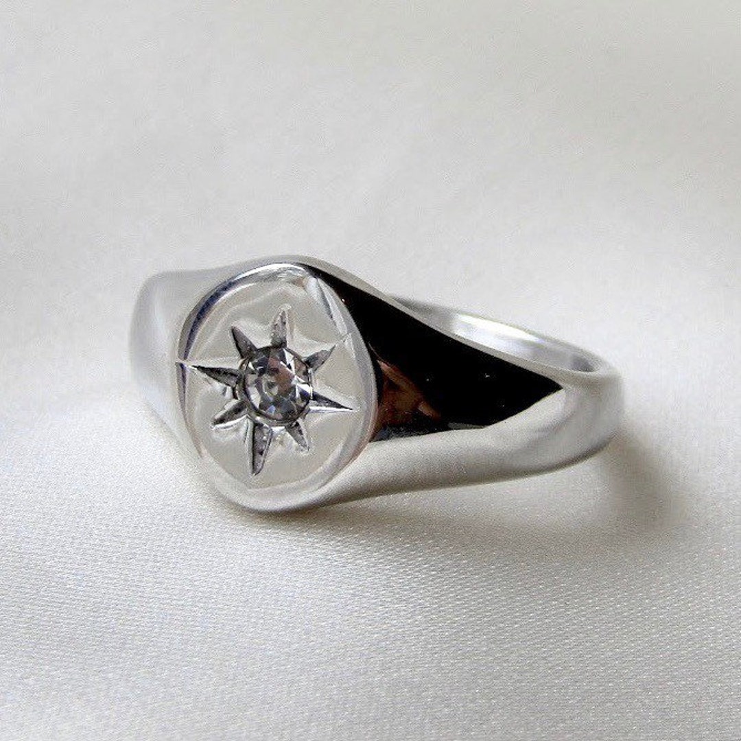 Stainless Steel Star Signet Ring - Etsy