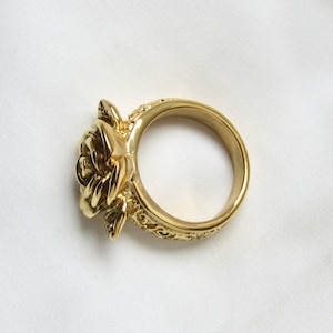18K Gold Plated Rose Signet Ring - Etsy