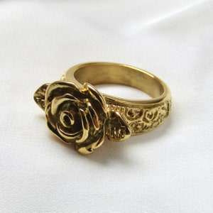 18K Gold Plated Rose Signet Ring - Etsy
