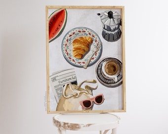 Breakfast Poster, Breakfast Nook Art Print, Paris Food Poster, French ...