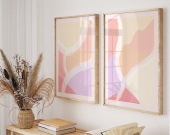 Printable Gallery Set of 2 Abstract Colorful Preppy Prints - Etsy