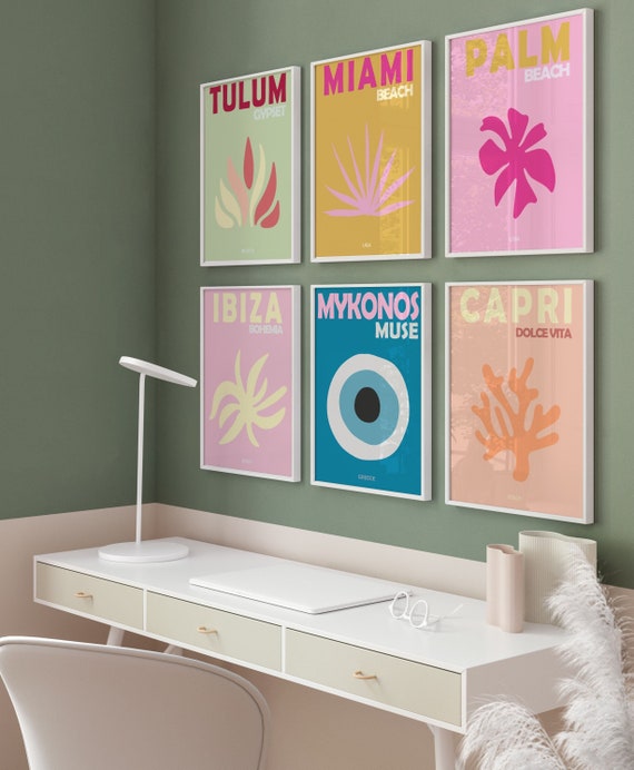Set of 6 Travel Famous Places Prints Ibiza Tulum Capri Miami - Etsy UK