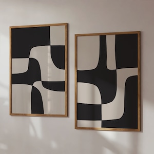 Set of 2 Large Size Abstract Shapes Prints Modern Wall Decor - Etsy