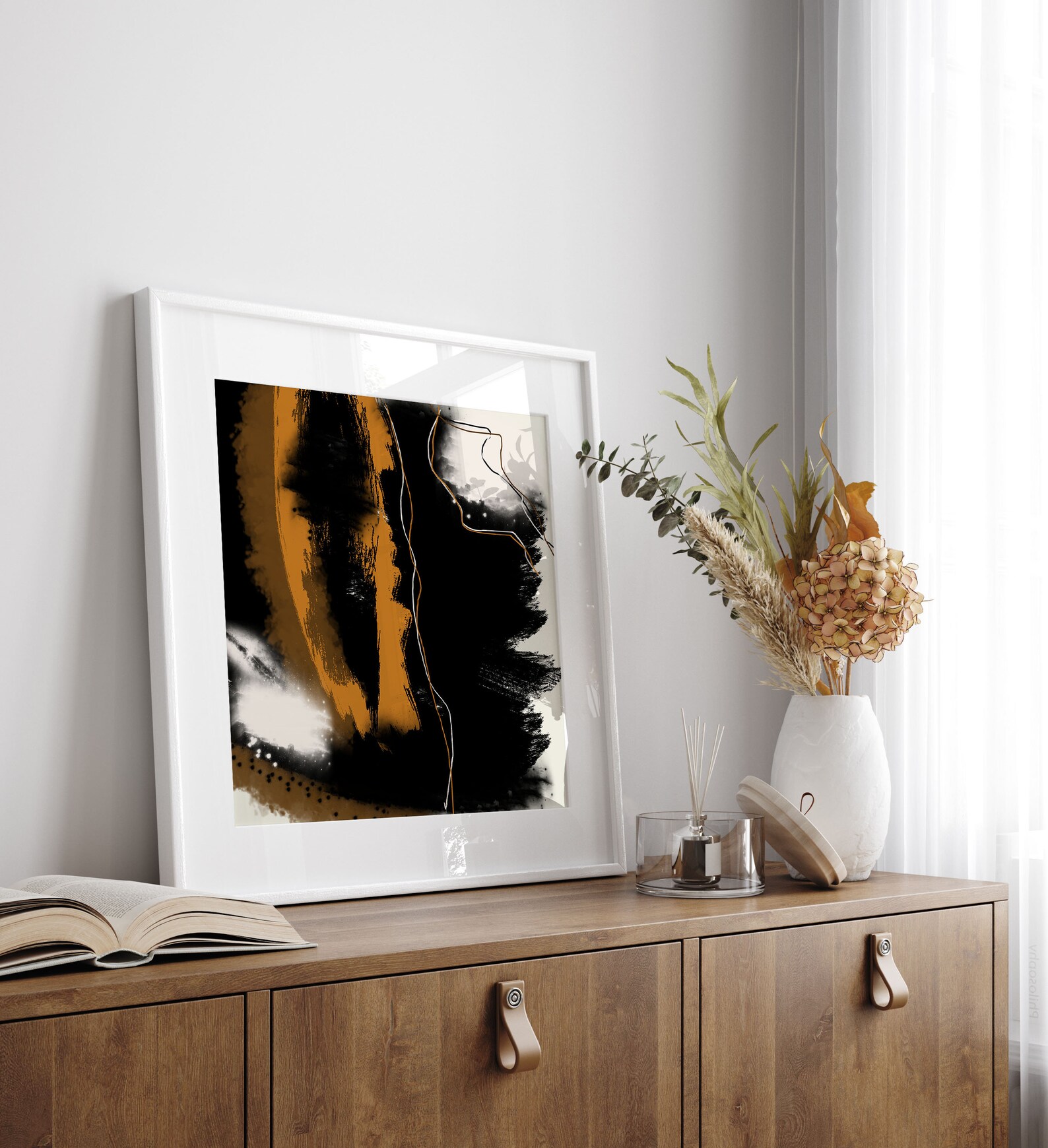 Large Size Printable Square Wall Art Abstract Black Orange - Etsy