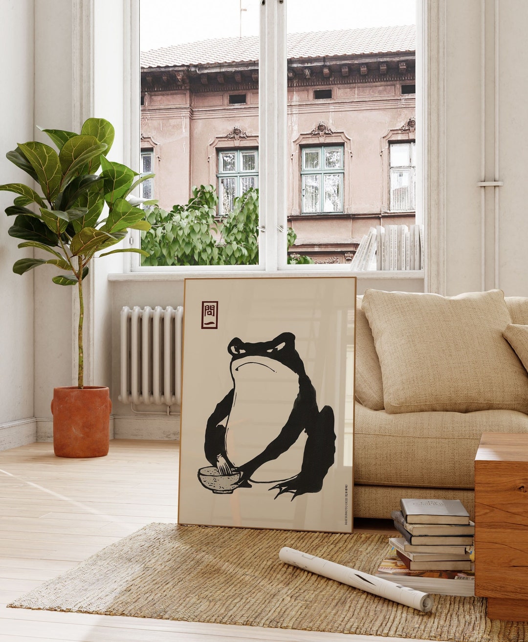 Large Japanese Frog Print Matsumoto Hoji Vintage Exhibition Wall Art ...