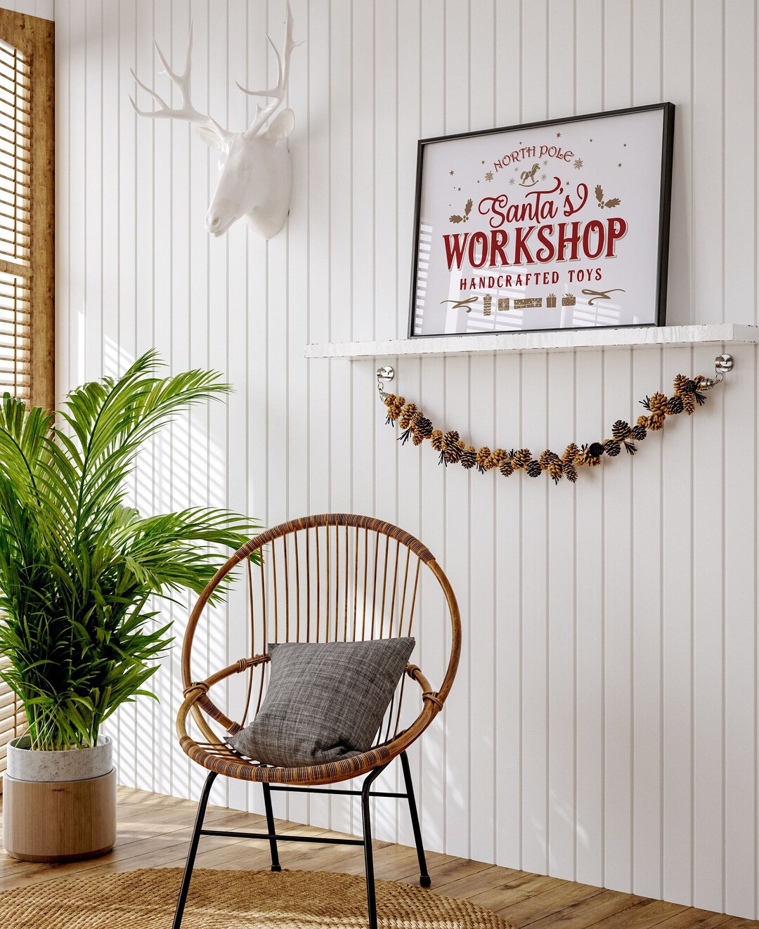 Large Size Santa Claus Workshop Christmas Print Xmas Printable Home ...