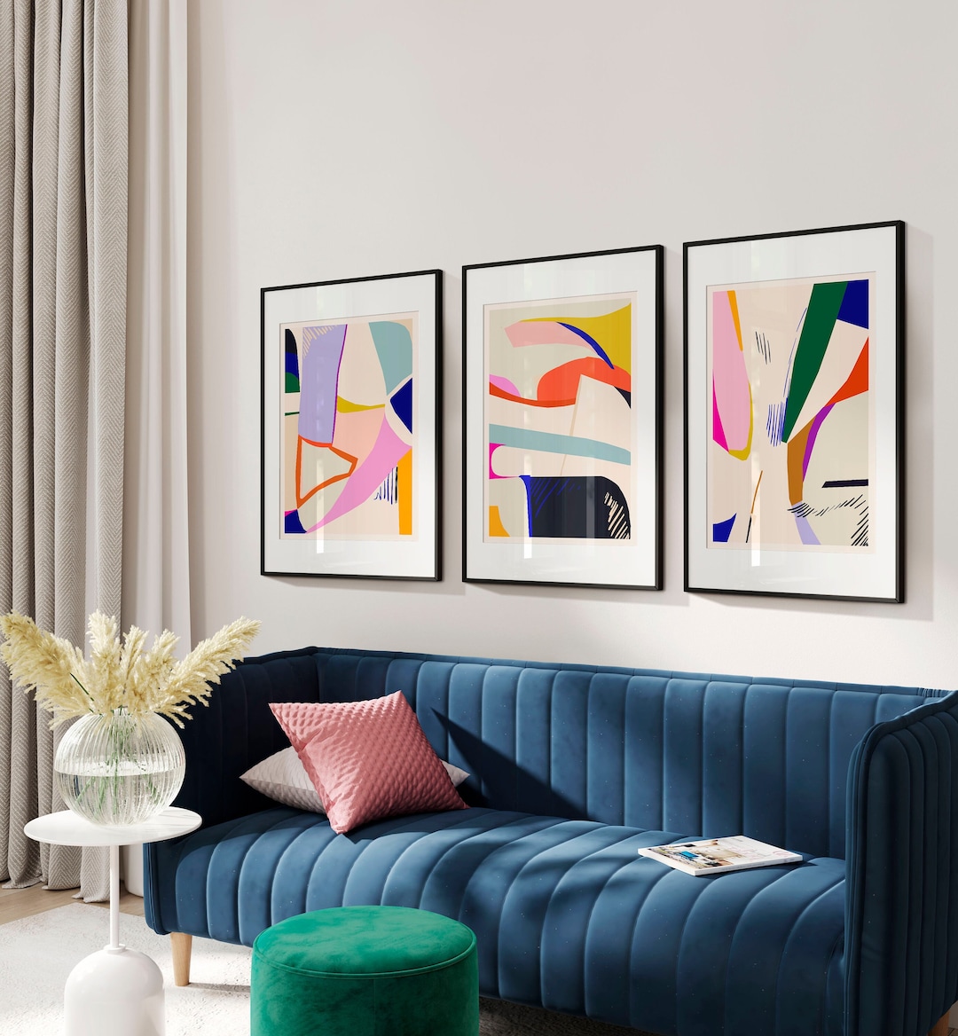 Printable Gallery Set of 3 Abstract Colorful Preppy Prints - Etsy Australia