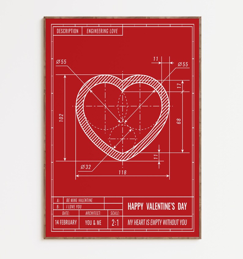 Valentines Day Printable Heart Sign as Technical Valentines - Etsy