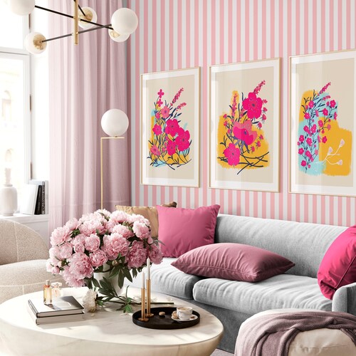 Pink Wall Art Print Preppy Room Decor Abstract Pink Art - Etsy