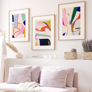 Printable Gallery Set of 3 Abstract Colorful Preppy Prints - Etsy Australia