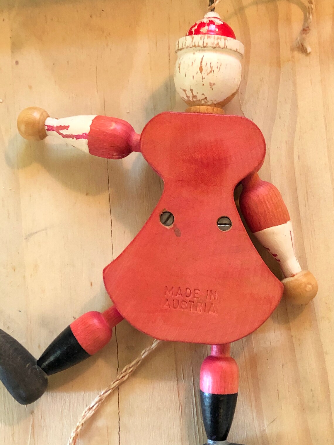 Vintage Wooden Jointed Santa Ornament. Made in Austria. | Etsy