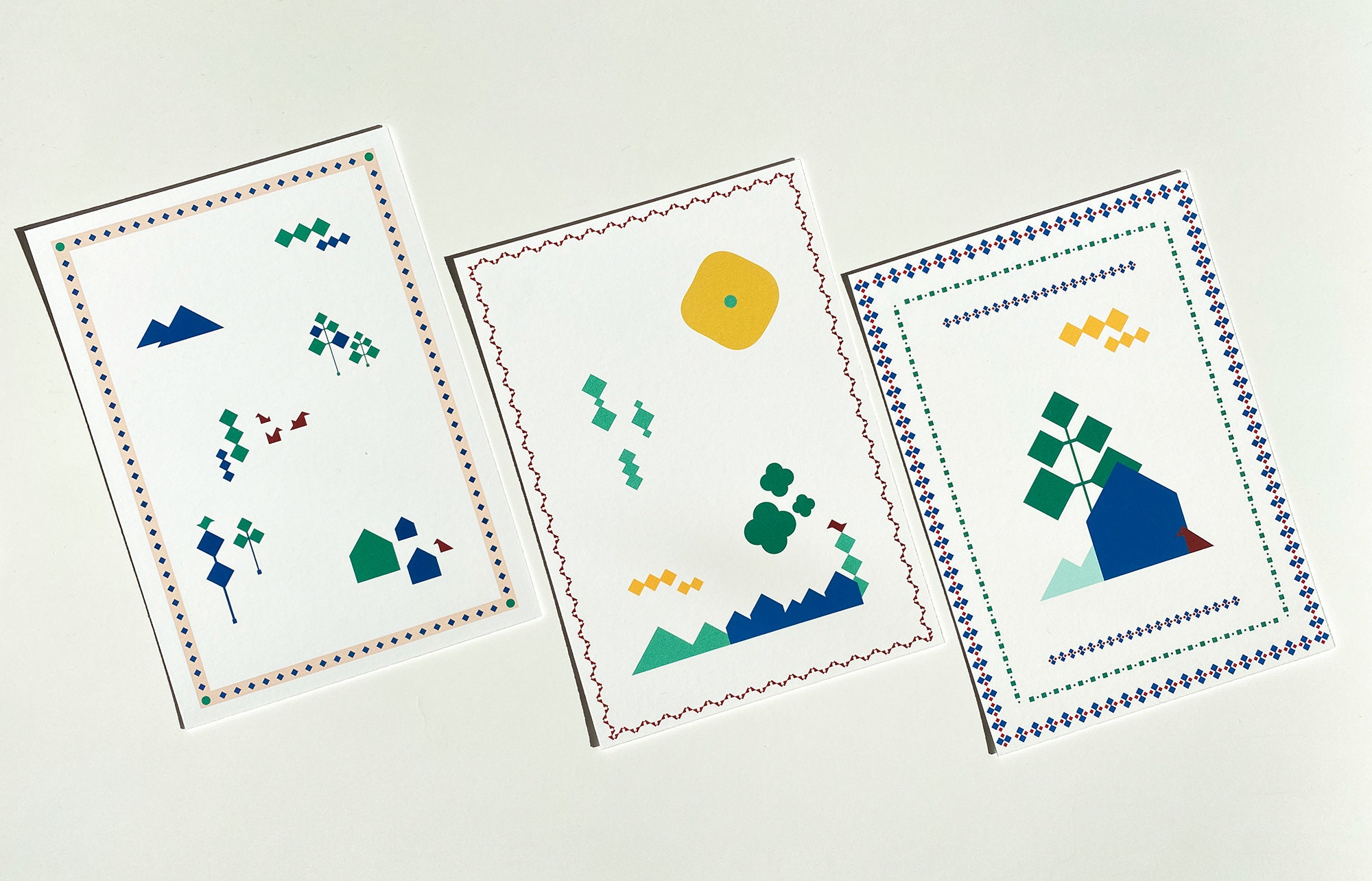 Set of 3 Original Postcards, Abstract and Geometric Shapes - Etsy UK