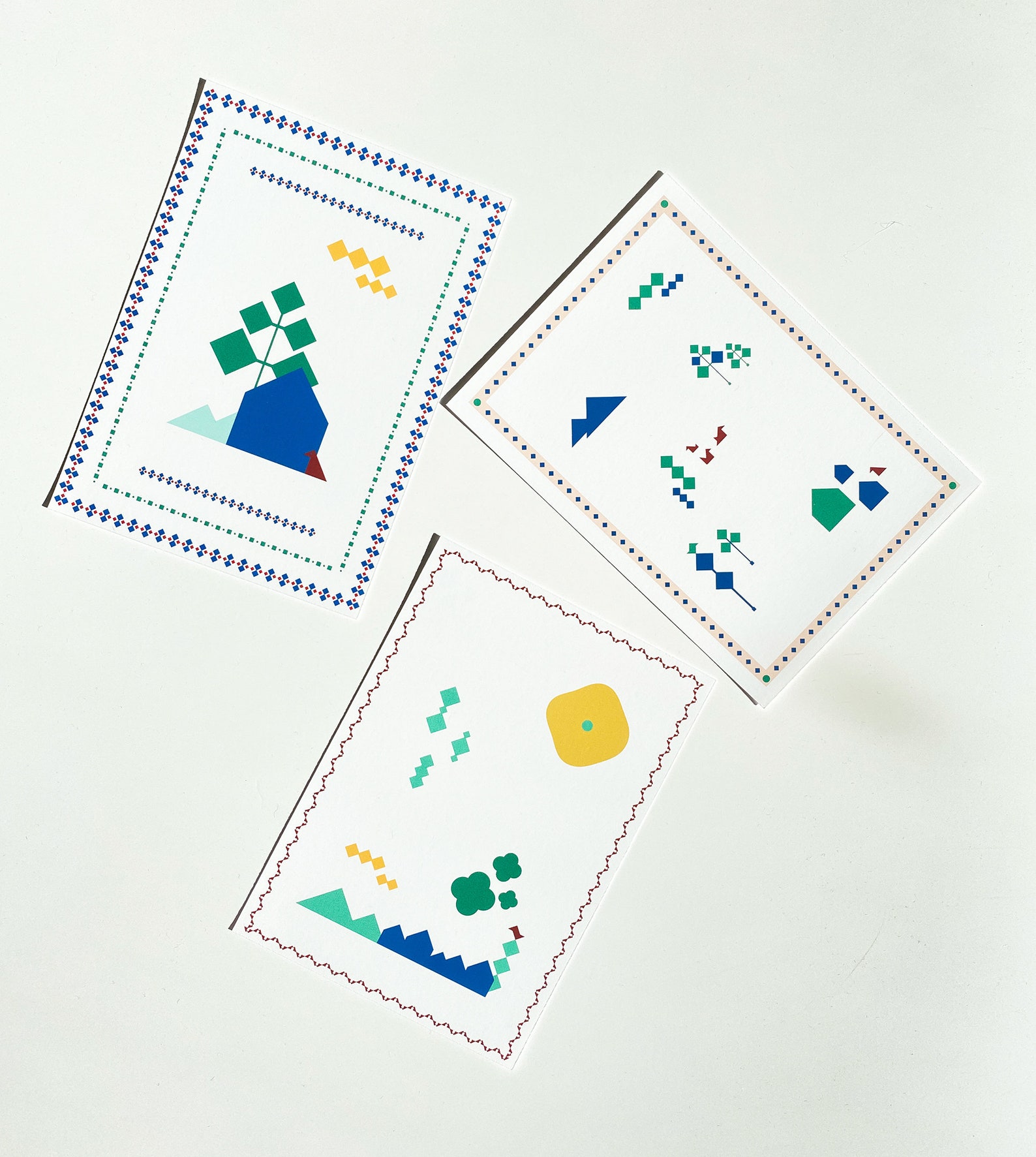 Set of 3 Original Postcards, Abstract and Geometric Shapes - Etsy UK