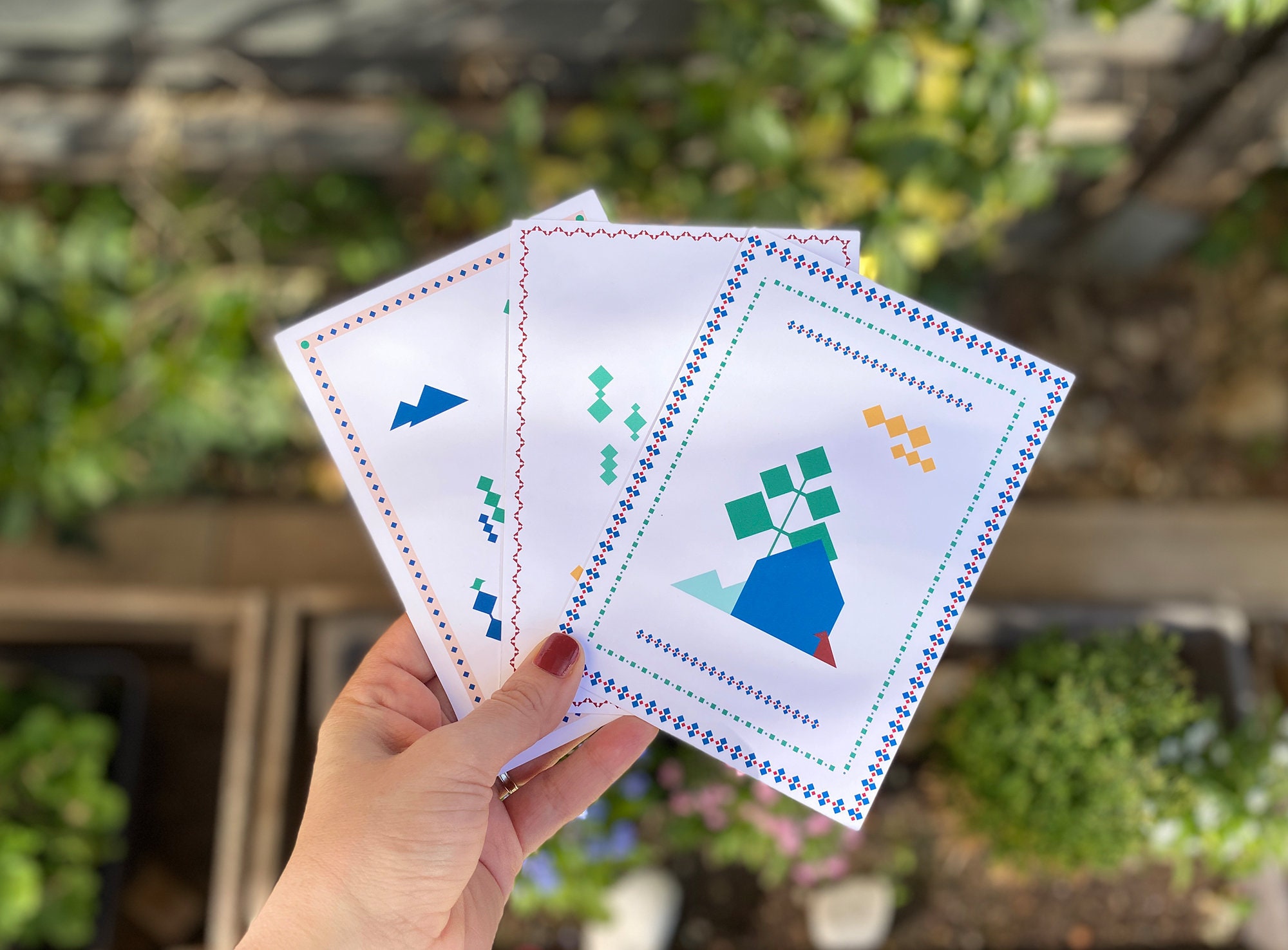 Set of 3 Original Postcards Abstract and Geometric Shapes - Etsy UK