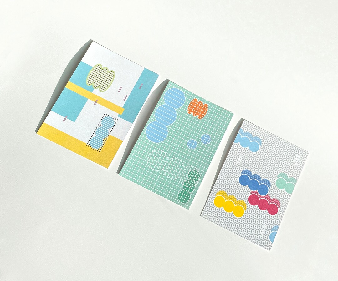 Lot of 3 Original Postcards Abstract and Geometric Shapes - Etsy