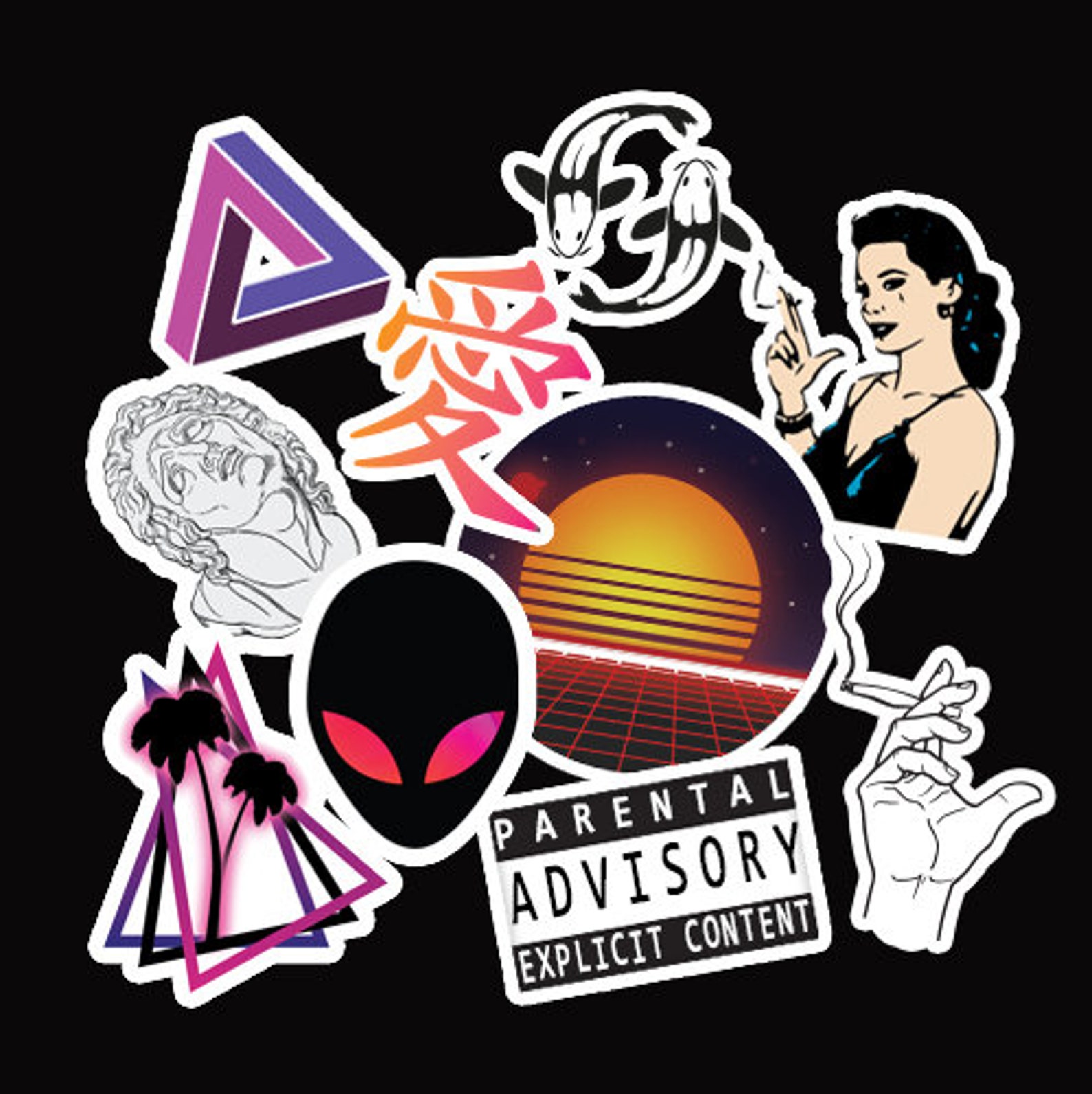 10 x Vaporwave Sticker Bomb Decal Trippy Retro Edgy Festival | Etsy