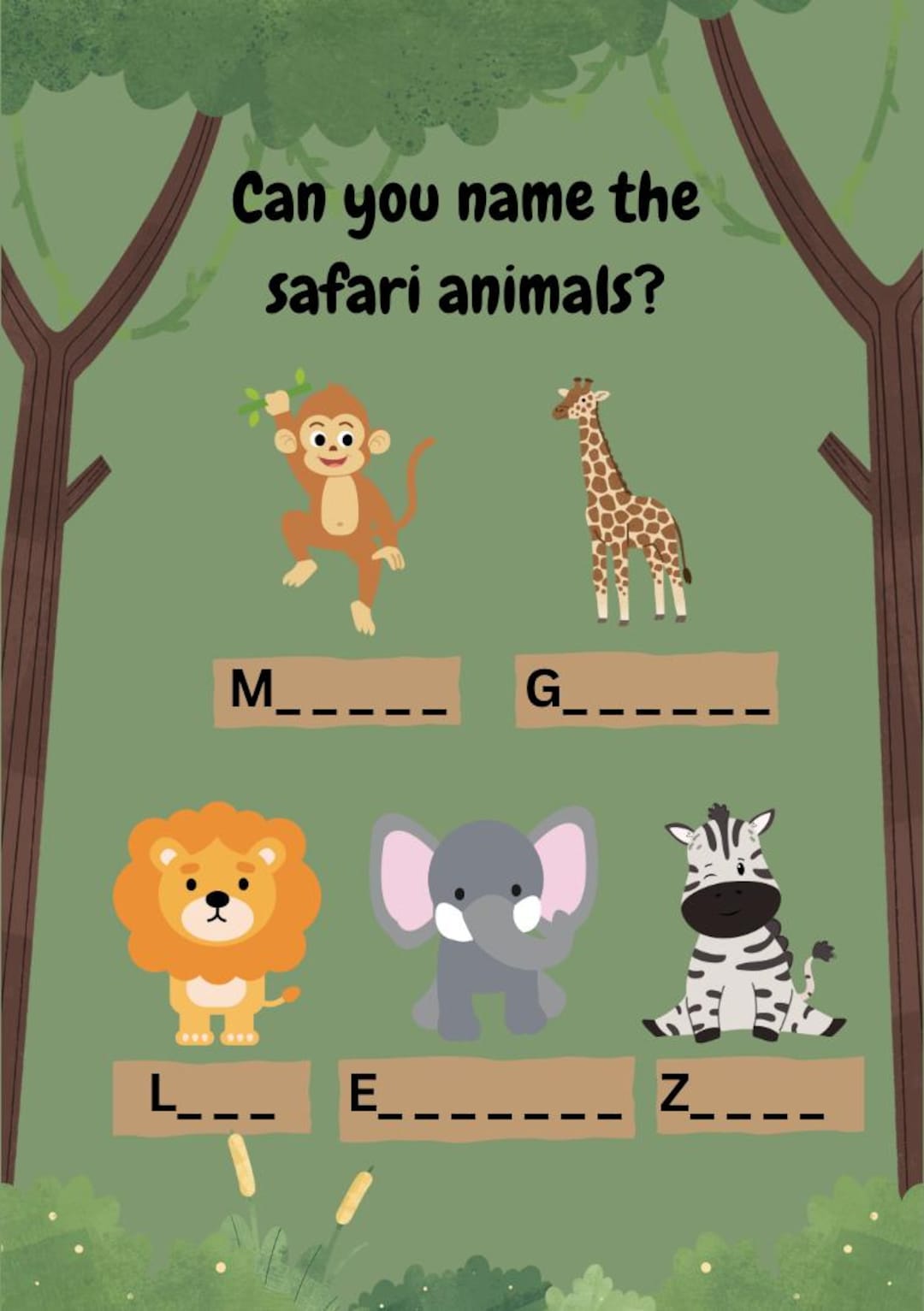 Safari Themed Animal Literacy Resource - Etsy