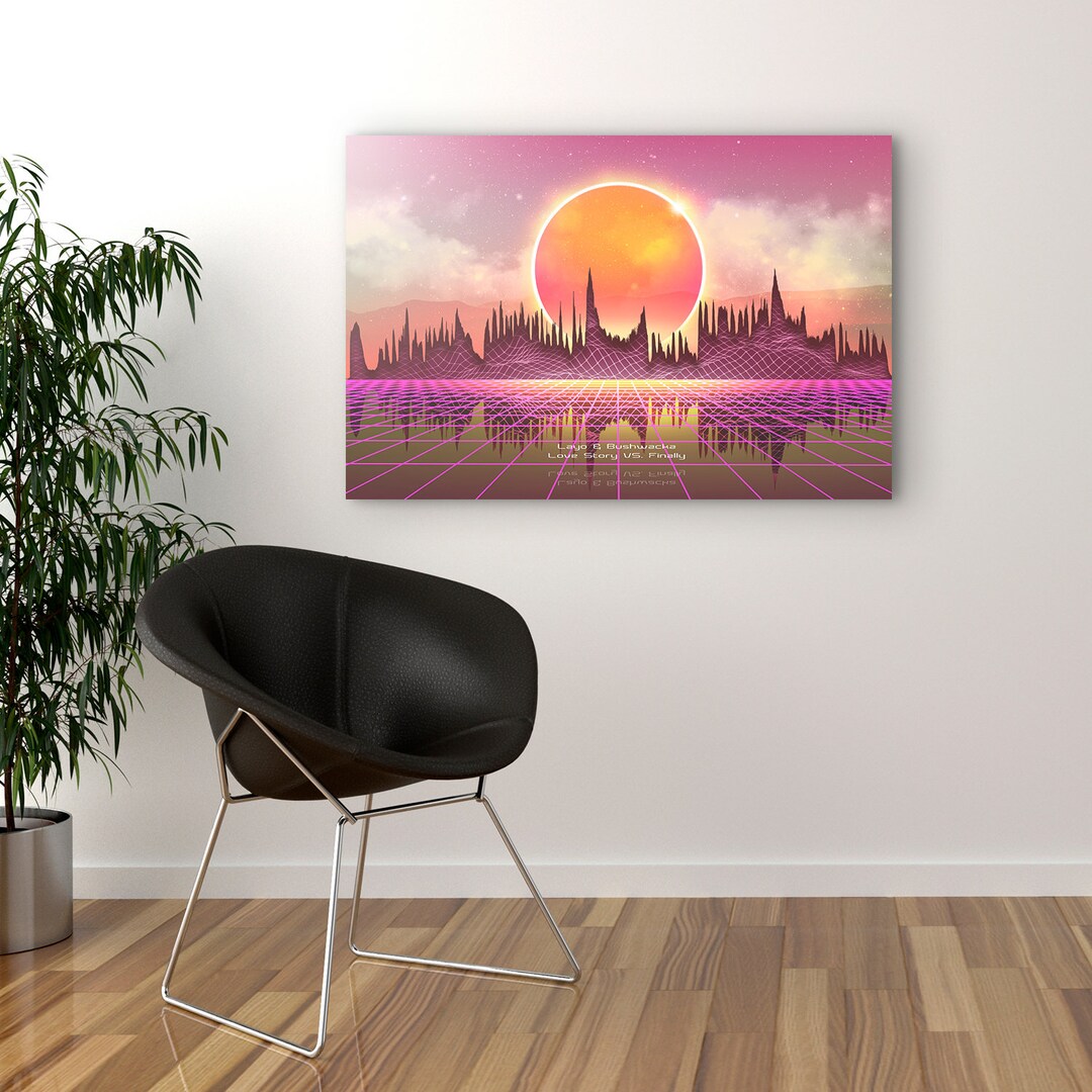 Synthwave Sound Wave Art Canvas - Etsy