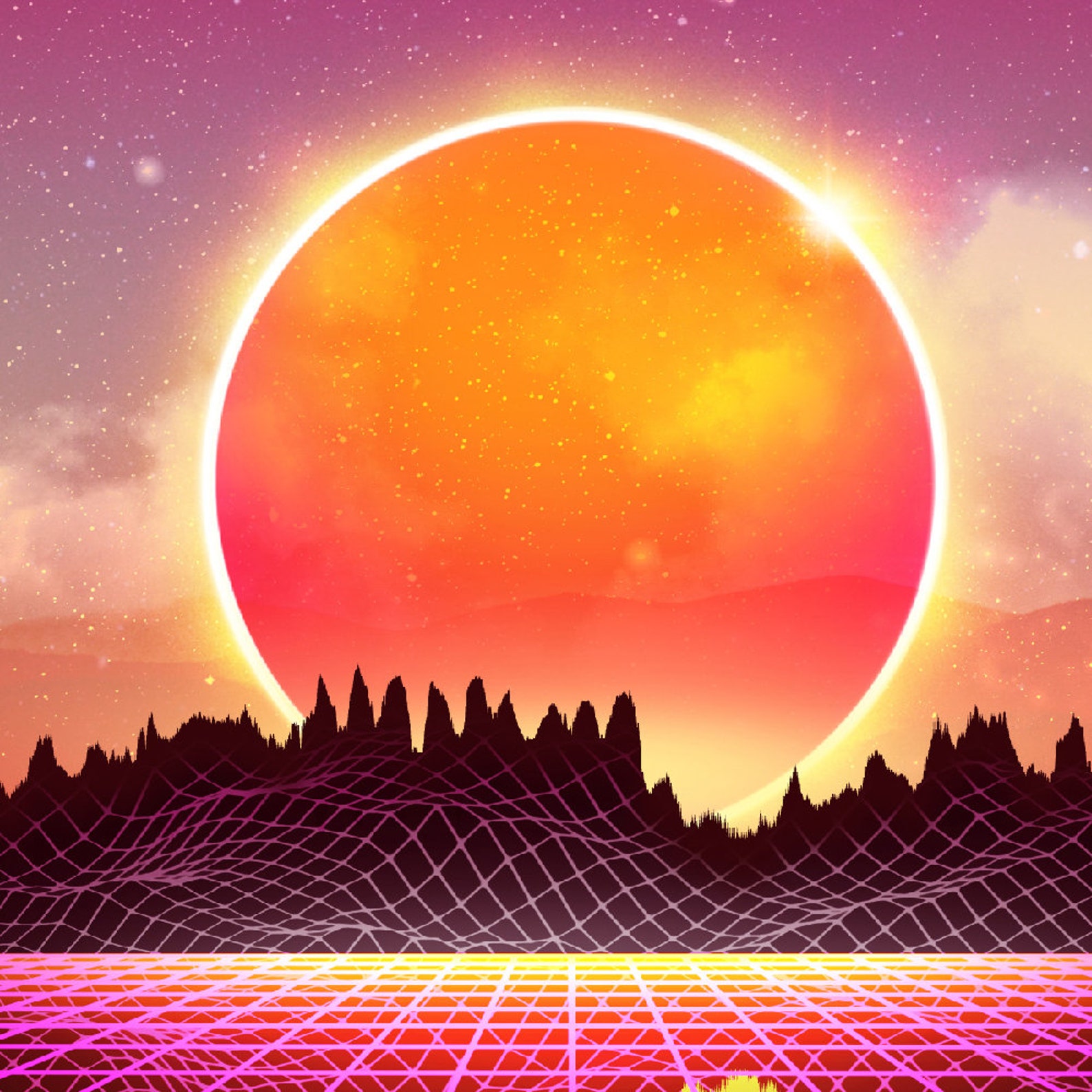 Synthwave Sound Wave Art Canvas | Etsy