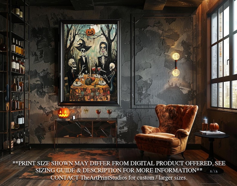 Spooky Skeleton Dinner Party | 16" X 24" Downloadable Digital Print ...