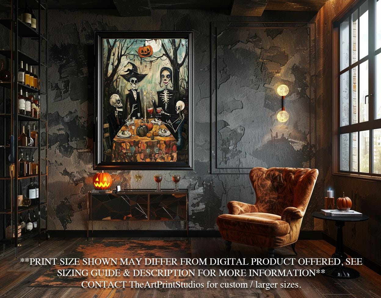 Spooky Skeleton Dinner Party | 16" X 24" Downloadable Digital Print ...
