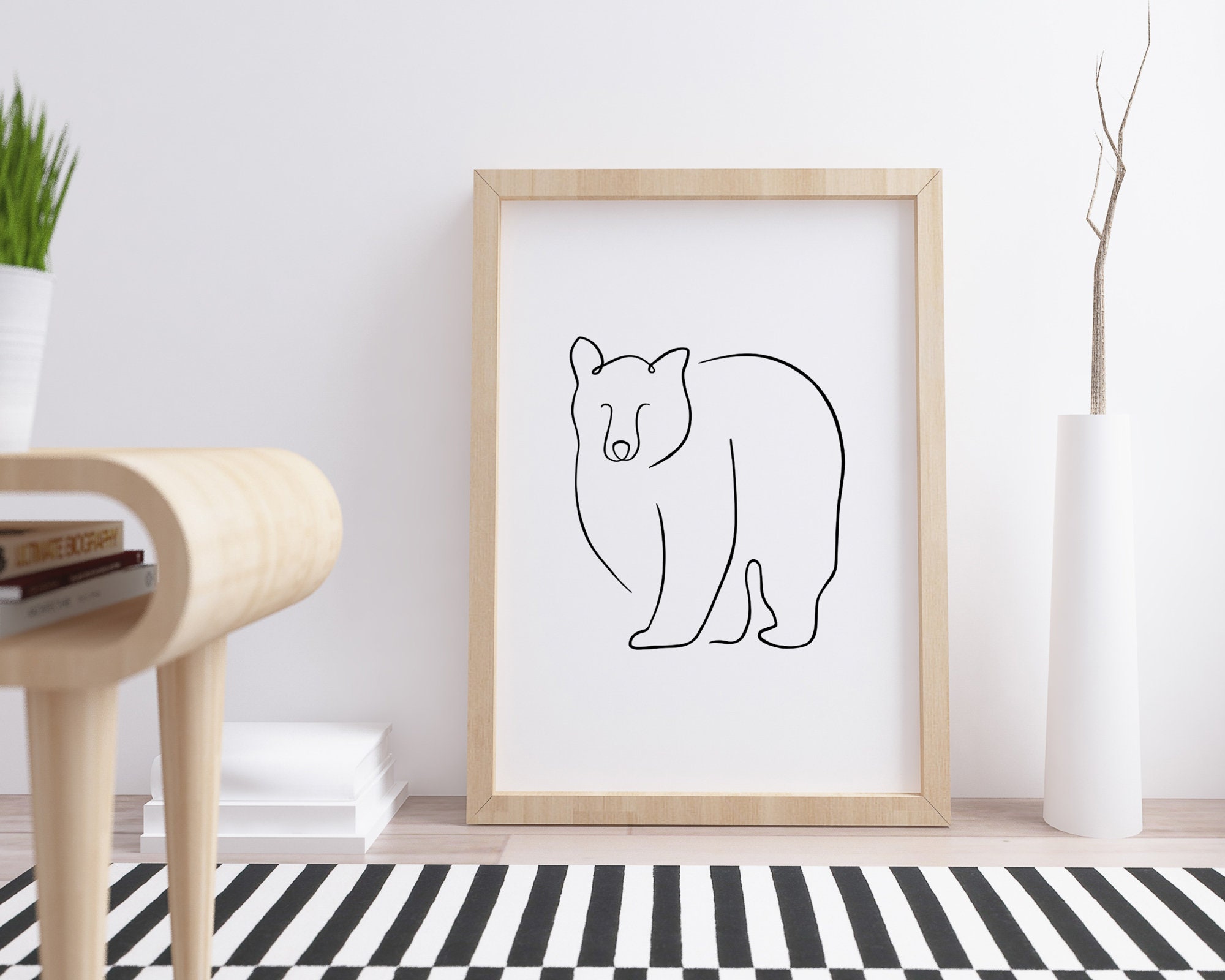 Bear Line Drawing Printable Wall Art Modern Line Art Animal - Etsy UK